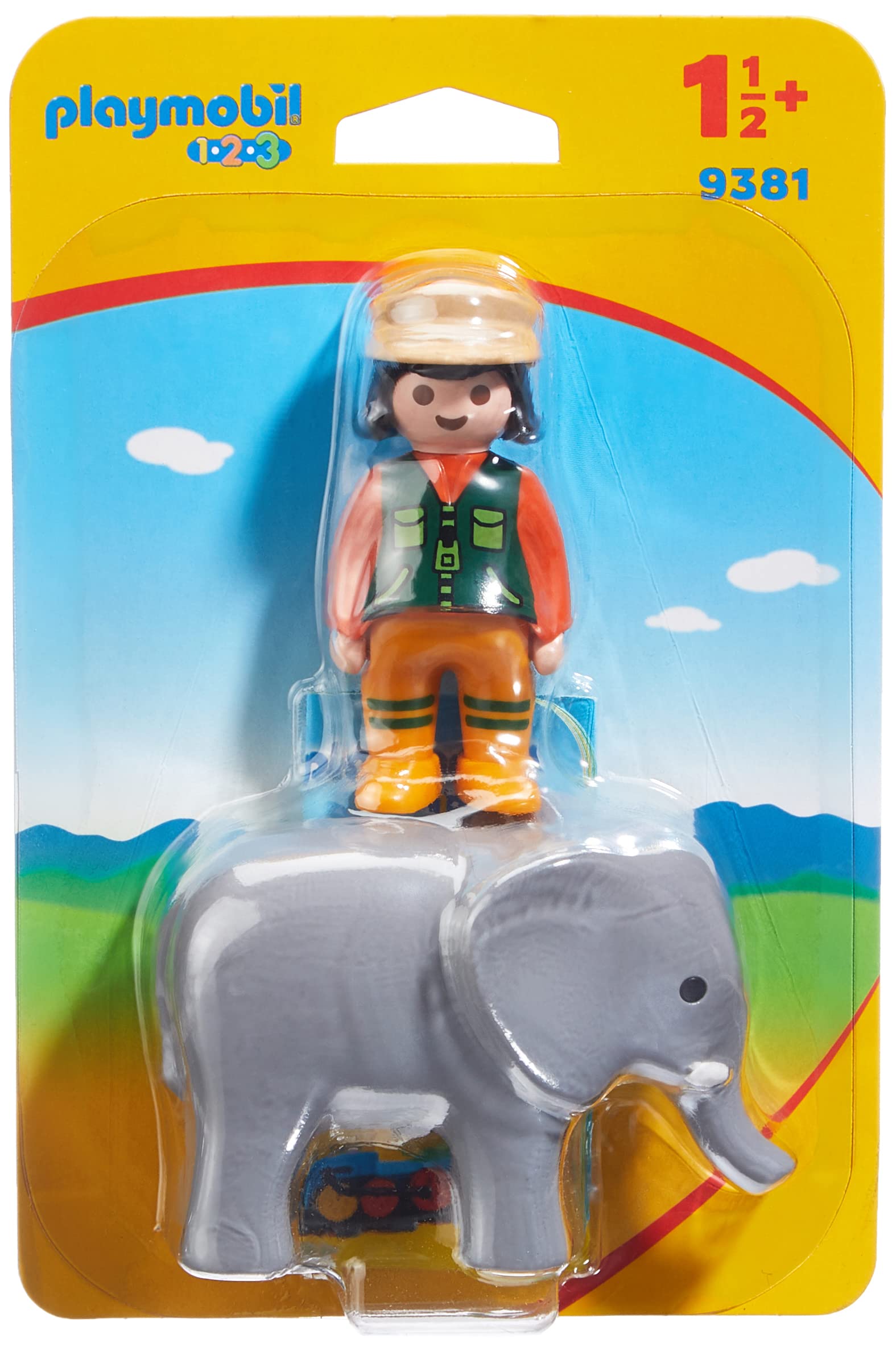 Playmobil 9381 1.2.3 Zookeeper with Elephant, Fun Imaginative Role-Play, PlaySets Suitable for Children Ages 4+