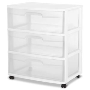 sterilite corp 29308001 drawer cart, 3-drawer, plastic drawer, clear