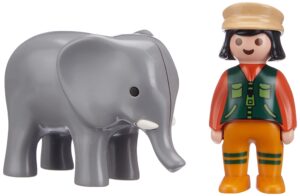 playmobil 9381 1.2.3 zookeeper with elephant, fun imaginative role-play, playsets suitable for children ages 4+