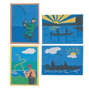 sand art boards - gone fish'n, 5" x 7" (pack of 12)