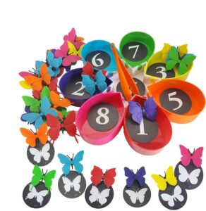 skoolzy butterfly color sorting 75 piece toys_and_games set, counting learning activities for toddlers & preschool educational toys for oddler, preschool, kindergarten, 1st grade includes ebook