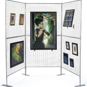 Displays2go Gridwall Panel for Art Work, Double Sided, Iron Build – Silver Finish (AD3PNL)