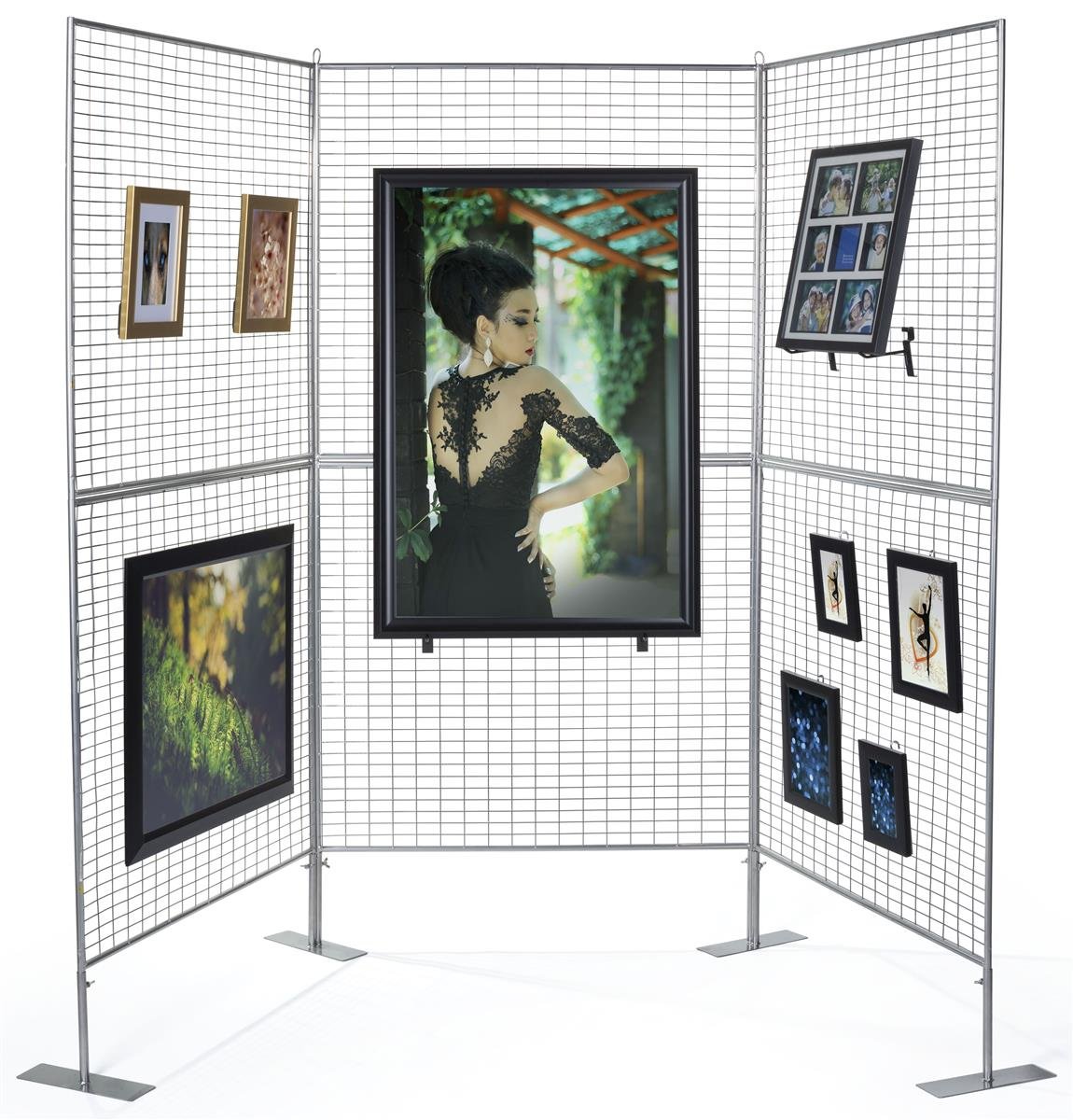 Displays2go Gridwall Panel for Art Work, Double Sided, Iron Build – Silver Finish (AD3PNL)