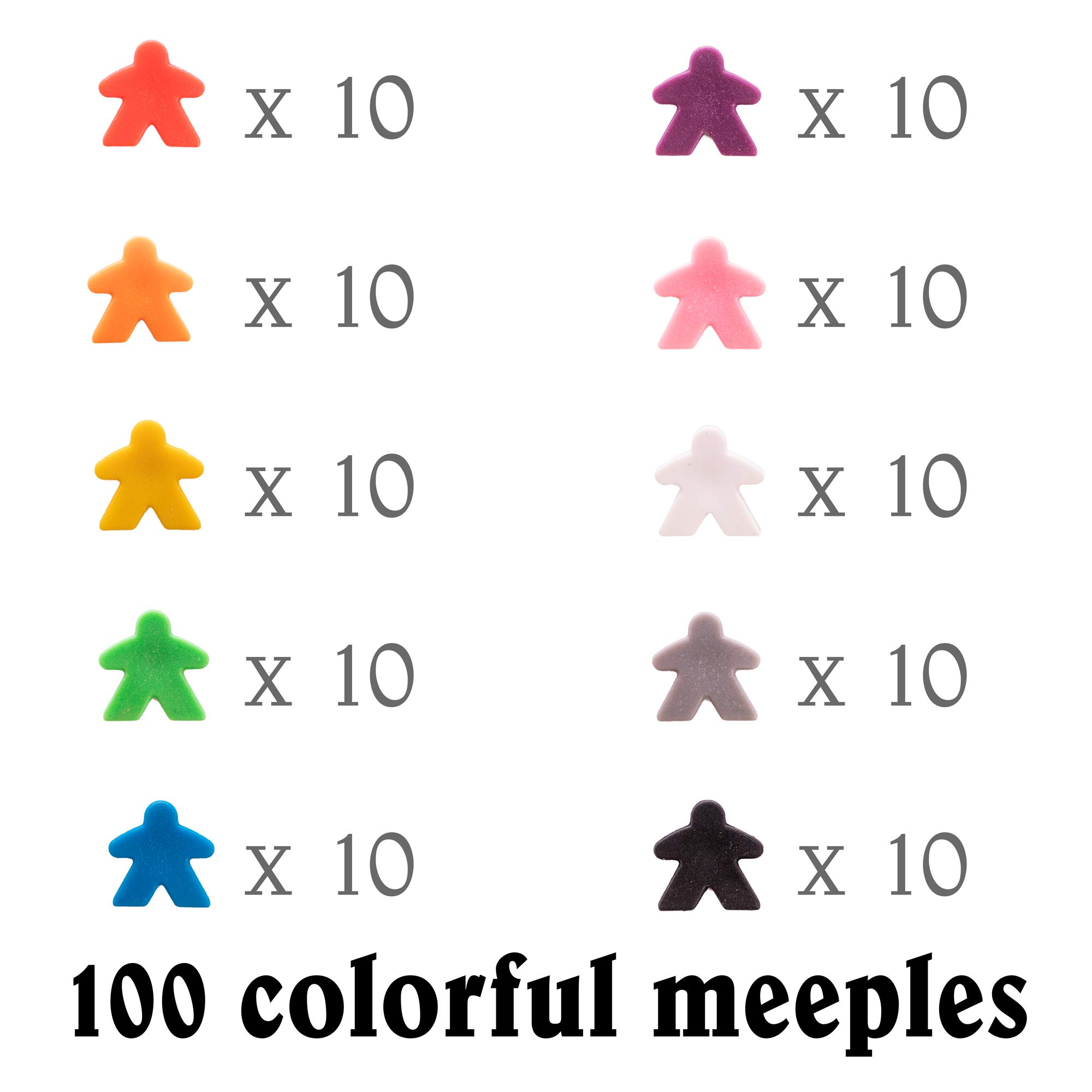 Brybelly 100 Wood Meeples| 16mm Extra Board Game Pieces in 10 Colors|Bulk Replacement Tabletop Games & Strategy Game Expansion