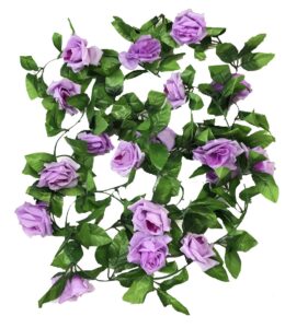 crt gucy 2 pack 15 ft fake rose vine flowers plants artificial flower for home hotel office wedding party garden craft art décor, light purple