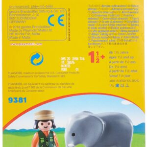 Playmobil 9381 1.2.3 Zookeeper with Elephant, Fun Imaginative Role-Play, PlaySets Suitable for Children Ages 4+