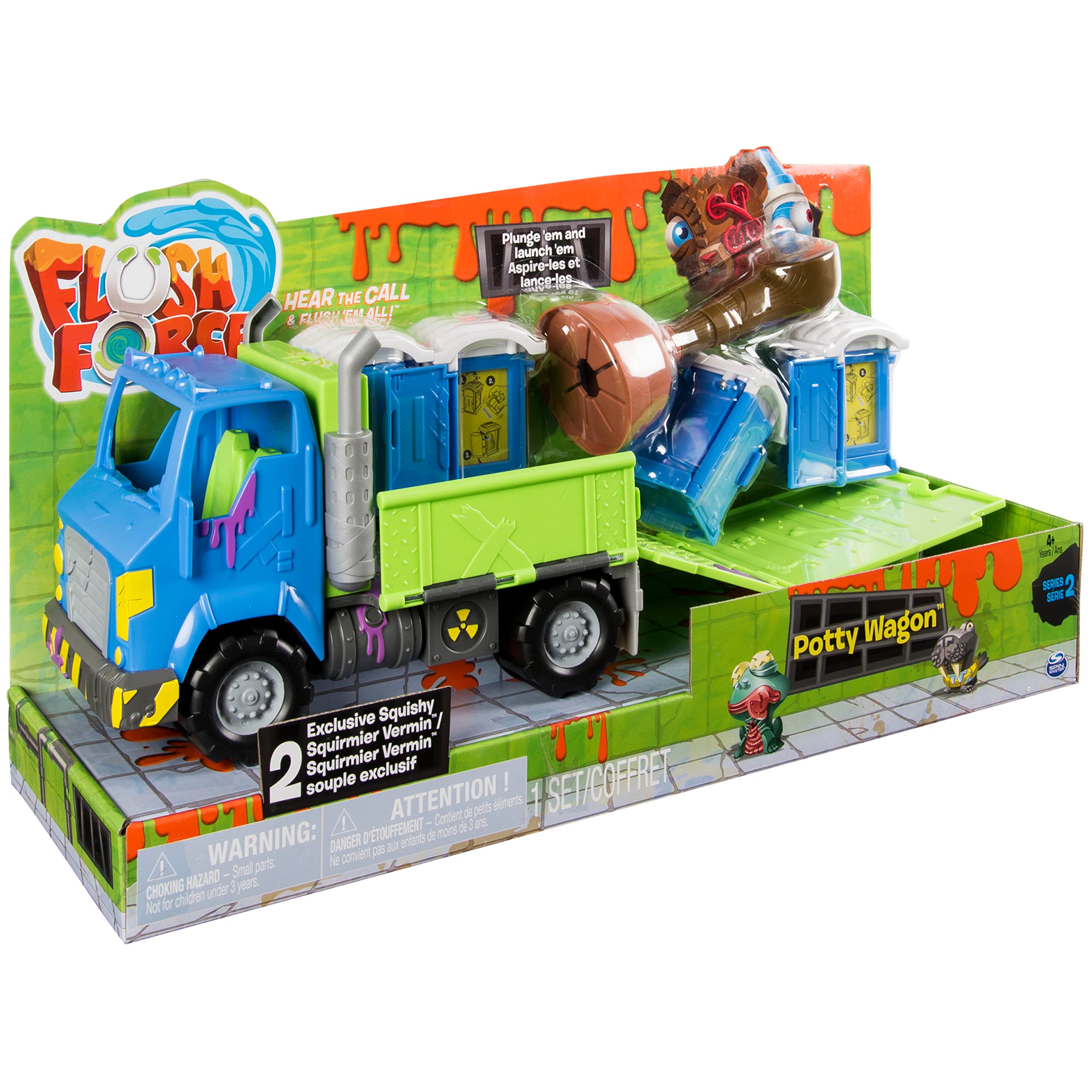 Flush Force – Series 2 Potty Wagon, with Gross Collectible Figures for Kids Ages 4 and Up (Colors/Styles May Vary)