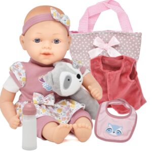 gift boutique 14 inch baby doll for toddlers soft body baby doll with clothes diaper bag for storage bib magic disappearing milk bottle playset for girls 2 3 4 5