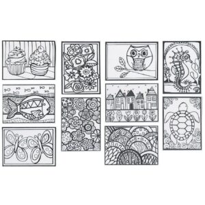 s&s worldwide mini velvet art posters, 10 each of 10 designs, designs to appeal to everyone, kids, adults, boys, girls, color with markers or colored pencils, 4" x 6" cardstock, pack of 100.