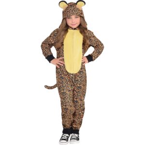 amscan 848745 girls zipster leopard one piece costume, large size (12-14 years old)