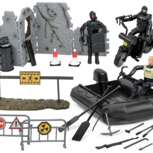 Click N' Play Army Action Figures & Click N Play Military Police Elite SWAT Patrol Team Play Set, 32-Piece Play Set & Accessories, 3 SWAT Team Action Figures w/ Guns & Vehicle Army Playsets for Boys