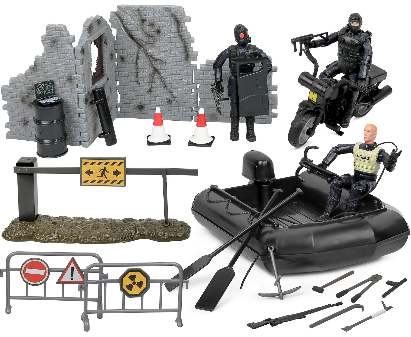 Click N' Play Army Action Figures & Click N Play Military Police Elite SWAT Patrol Team Play Set, 32-Piece Play Set & Accessories, 3 SWAT Team Action Figures w/ Guns & Vehicle Army Playsets for Boys