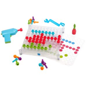 educational insights design & drill see-through creative workshop: 136 piece set with drill toy, kids drill sets, stem toy, ages 3+