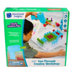 Educational Insights Design & Drill See-Through Creative Workshop: 136 Piece Set with Drill Toy, Kids Drill Sets, STEM Toy, Ages 3+