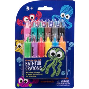 scs direct bath crayons super set -set of 12 draw in the tub colors with bathtub storage mesh bag -non-toxic, safe for children, won't disintegrate in water -art project for toddlers, gift for kids