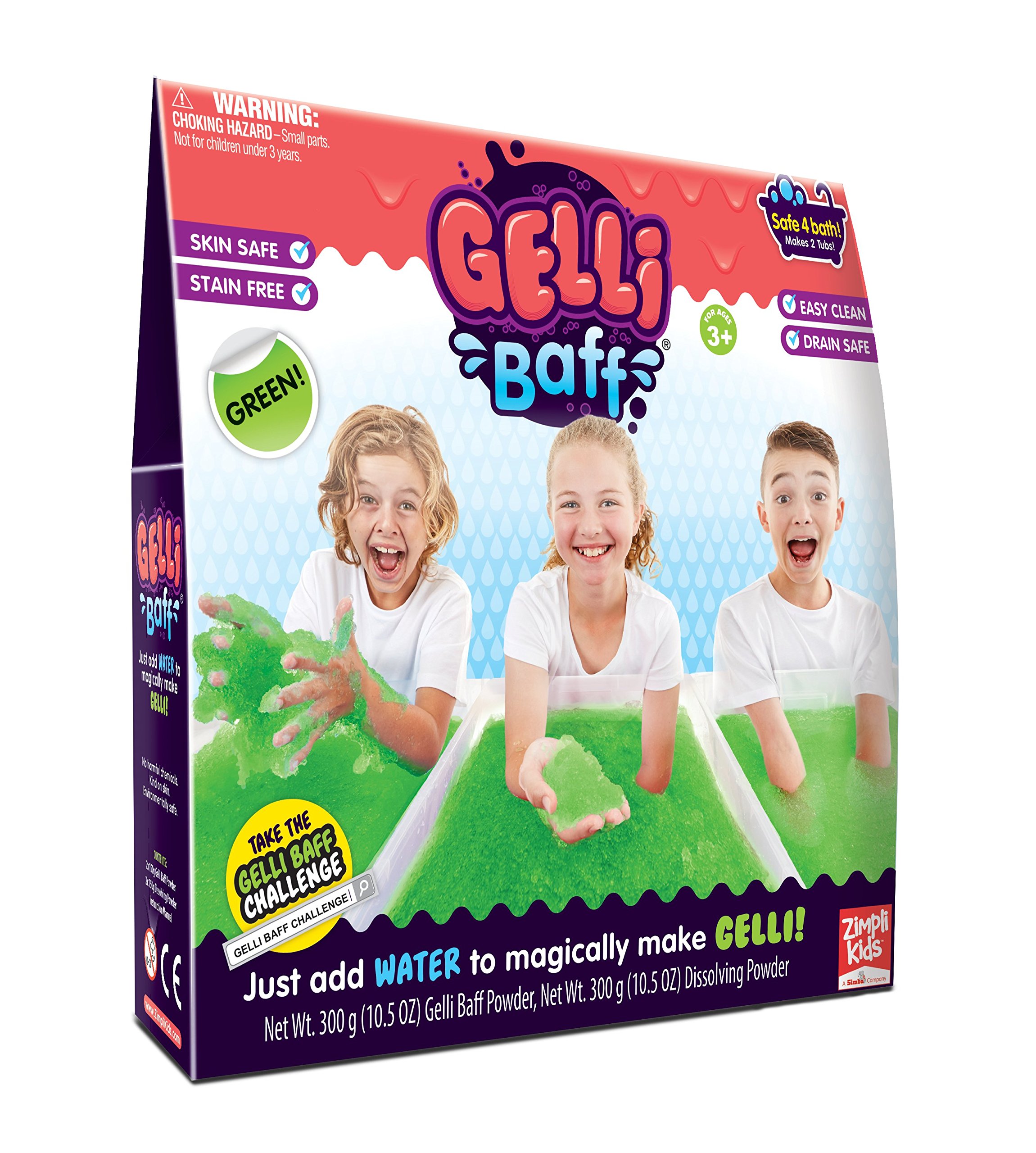 Zimpli Kids Gelli Baff - 2 Use Bath Gel Toy, Green, 600g, for 36 months to 9600 months