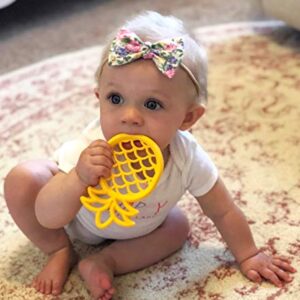 Itzy Ritzy Silicone Baby Teether – BPA-Free Infant Teether with Easy-to-Hold Design & Textured Back Side to Massage & Soothe Sore, Swollen Gums - Teething Toy for 3 Months & Up - Pineapple