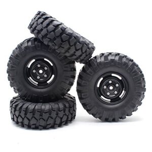 black high grip rubber tires tyres for 1/10 rc car truck buggy and front rear pentagram plastic wheel rims accessory spare part pack of 4 for arduino diy wheel toy