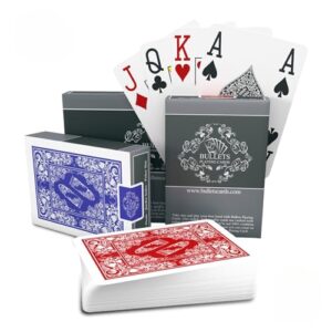 bullets playing cards – two decks of poker cards – waterproof plastic – easy to read & great feel - jumbo index & four pips – including cut-card – professional playing cards for texas holdem poker