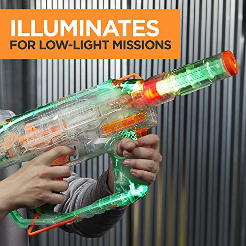 Nerf Modulus Ghost Ops Evader Motorized Blaster - Light-Up See-Through Blaster and Barrel Extension, Includes 12 Official Elite Darts (Amazon Exclusive)