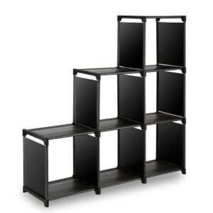 cube storage organizer, 6 cube modular shelves storage organizer, diy closet storage rack for books clothes toys shoes arts(black)-wishwill