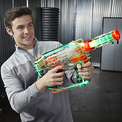 Nerf Modulus Ghost Ops Evader Motorized Blaster - Light-Up See-Through Blaster and Barrel Extension, Includes 12 Official Elite Darts (Amazon Exclusive)