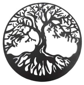 bellaa 21925 metal wall decor tree of life circle sign living room outdoor garden rustic art 24 inch