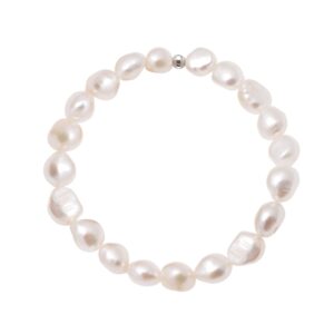 cultured freshwater baroque pearl stretch bracelet 7 inch, 8-9 mm/natural white color