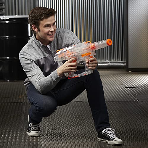 Nerf Modulus Ghost Ops Evader Motorized Blaster - Light-Up See-Through Blaster and Barrel Extension, Includes 12 Official Elite Darts (Amazon Exclusive)