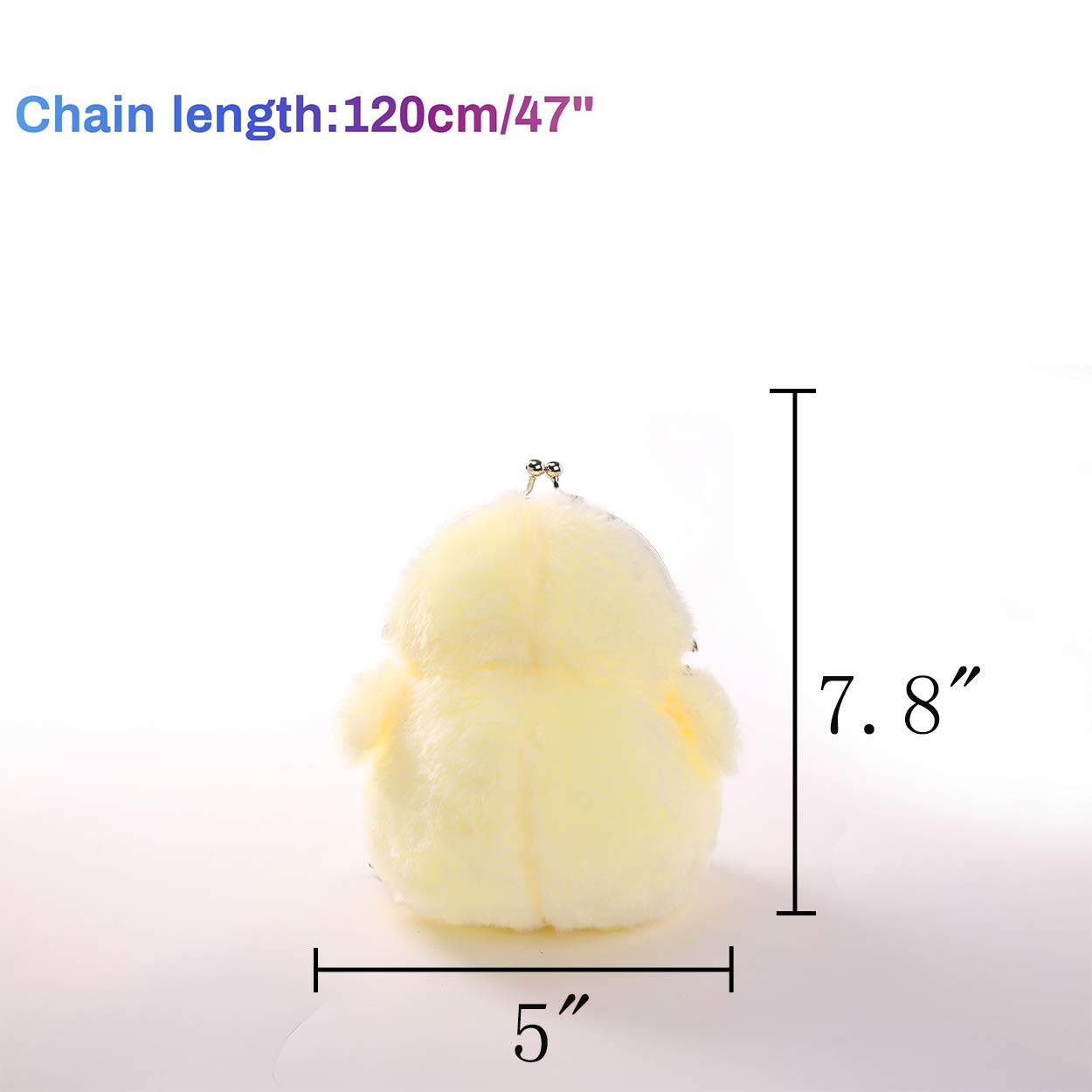 JHVYF Women Cute Plush Crossbody Bag Small Chick Shoulder Purse Cell Phone Wallet Clasp Closure Bags with 45" Chain Strap Yellow