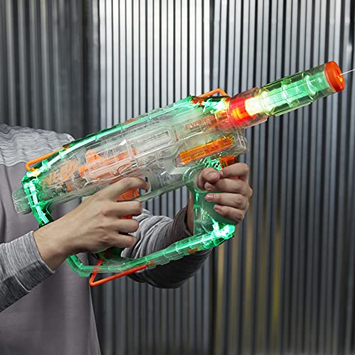 Nerf Modulus Ghost Ops Evader Motorized Blaster - Light-Up See-Through Blaster and Barrel Extension, Includes 12 Official Elite Darts (Amazon Exclusive)