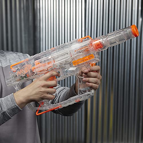 Nerf Modulus Ghost Ops Evader Motorized Blaster - Light-Up See-Through Blaster and Barrel Extension, Includes 12 Official Elite Darts (Amazon Exclusive)