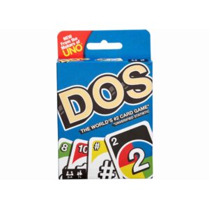 mattel games dos family card game, from the makers of uno, with 108 cards, makes a great game for 7 year olds and up