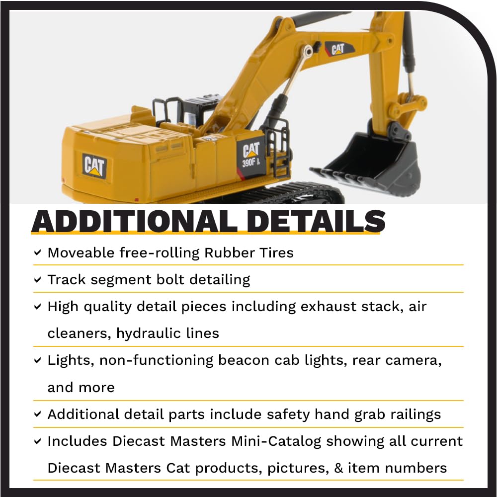 Diecast Masters 1:125 Caterpillar 390F L Hydraulic Excavator, Elite Series Cat Trucks & Construction Equipment | Scale Model Diecast Collectible | Diecast Masters Model 85537