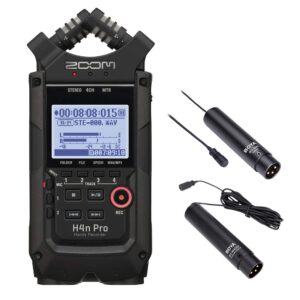 zoom h4n pro 4-channel handy recorder interview microphone kit with omnidirectional and cardioid xlr lavalier microphones