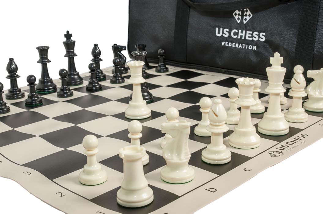 U.S. Chess Supreme Triple Weighted Chess Set Combo (Black)