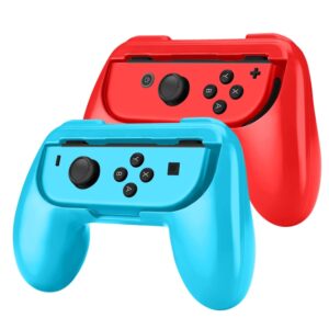 tnp joy-con grip for nintendo switch/oled (2 pack red + blue) comfortable grip wear resistant joy-con handle game controller kit accessory for nintendo switch, switch oled