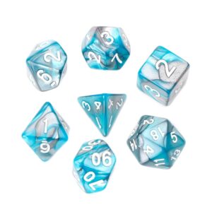 otgo 7pcs/set d4-d20 portable acrylic polyhedral dice table gaming dice set(sky blue)