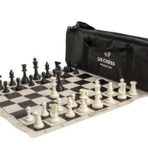 U.S. Chess Supreme Triple Weighted Chess Set Combo (Black)