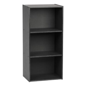 iris 3-tier wood storage shelf, black