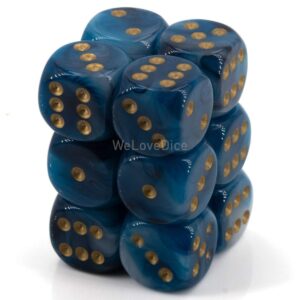 chessex dnd dice set-chessex d&d dice-16mm phantom teal and gold plastic polyhedral dice set-dungeons and dragons dice ludes 12 dice – d6, various (chx27689)