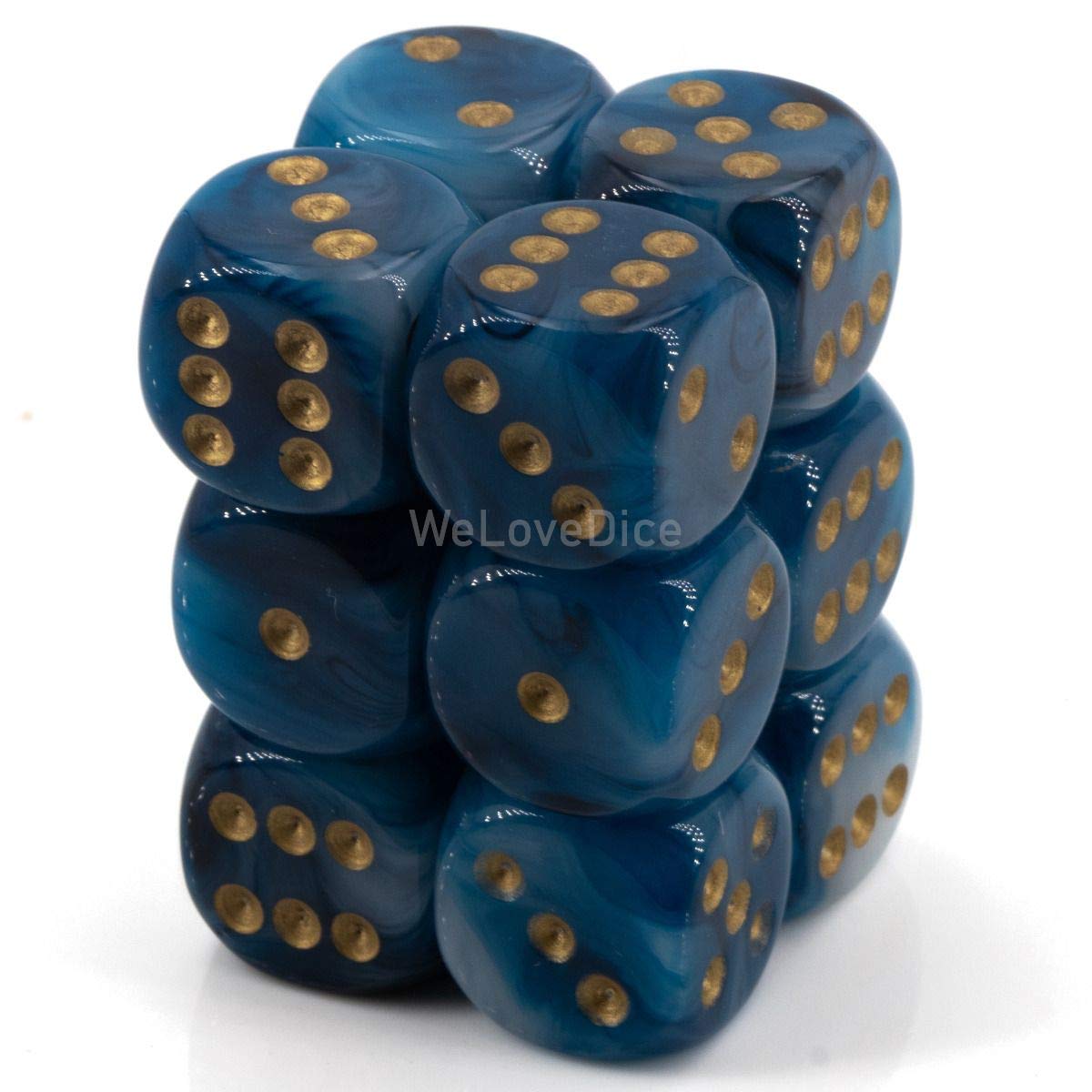 Chessex DND Dice Set-Chessex D&D Dice-16mm Phantom Teal and Gold Plastic Polyhedral Dice Set-Dungeons and Dragons Dice ludes 12 Dice – D6, Various (CHX27689)