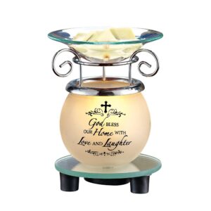 collections etc lighted god bless our home plug-in wax melt warmer, tabletop decoration for any room in home