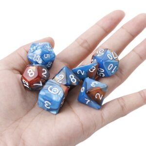 OTGO 7pcs/Set D4-D20 Portable Acrylic Polyhedral Dice Table Gaming Dice Set(Sky Blue)