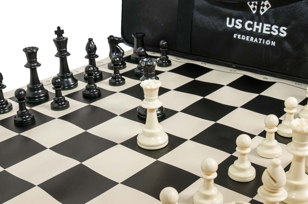 U.S. Chess Supreme Triple Weighted Chess Set Combo (Black)