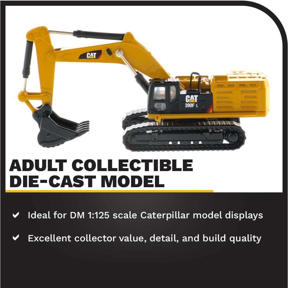 Diecast Masters 1:125 Caterpillar 390F L Hydraulic Excavator, Elite Series Cat Trucks & Construction Equipment | Scale Model Diecast Collectible | Diecast Masters Model 85537