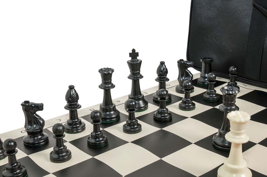 U.S. Chess Supreme Triple Weighted Chess Set Combo (Black)