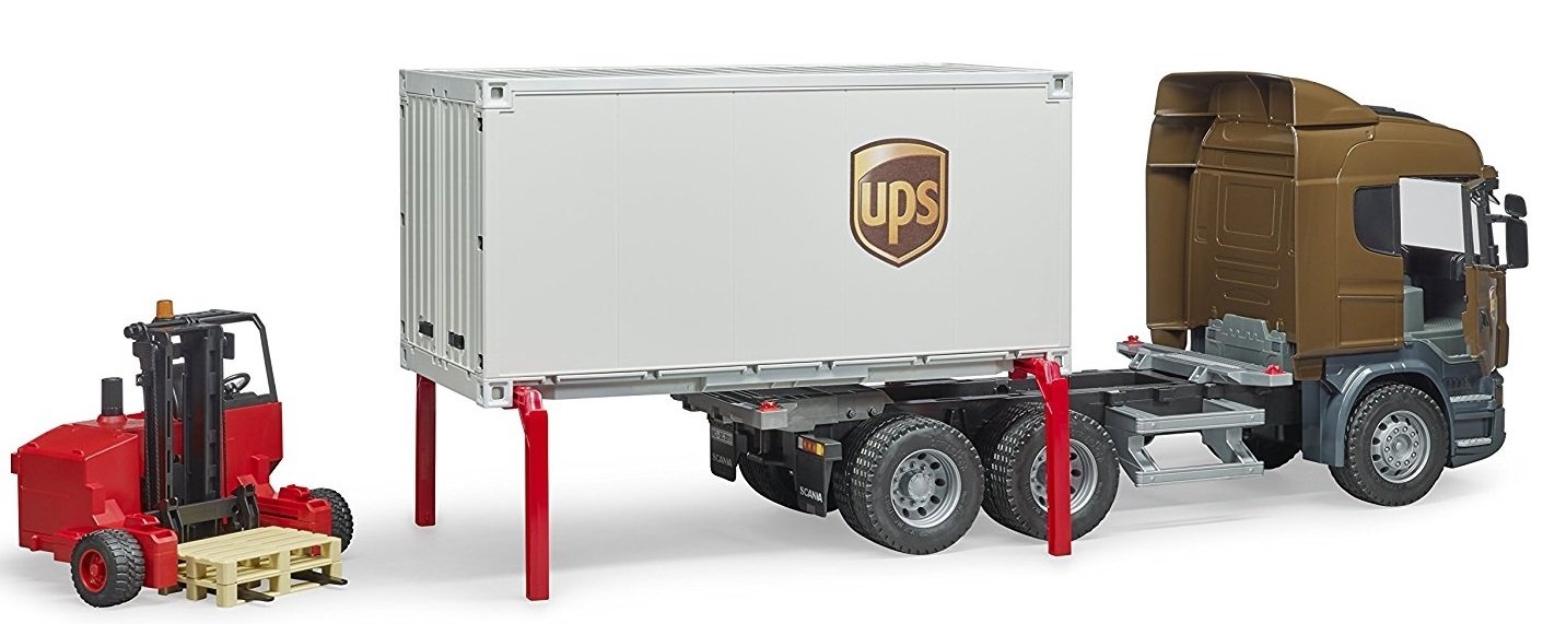 Bruder 03581 Scania R-Series Ups Logistics Truck with Forklift Vehicles