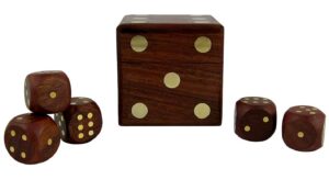 tosqp27 gift 5 dice box set classic rolling game family group wooden square storage case with dice handmade