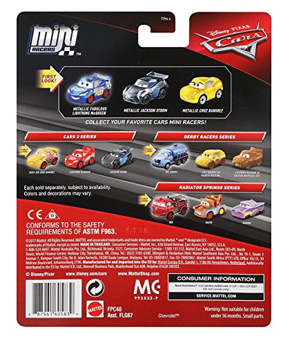 Disney Cars Toys Mini Racers Metal Vehicles, 3 Pack